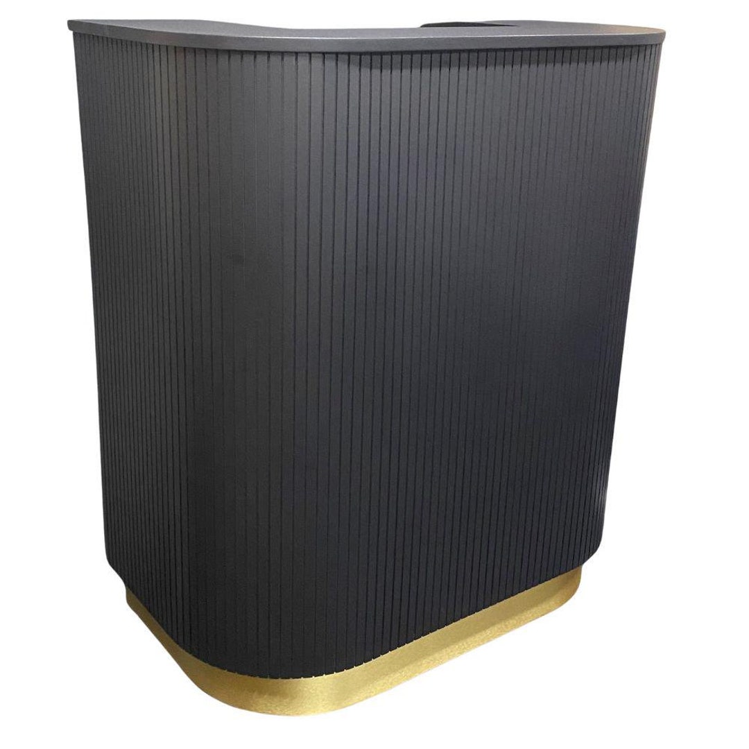 Luxury U Shape Curved Pleated Front Reception Desk With Gold Trim for ...