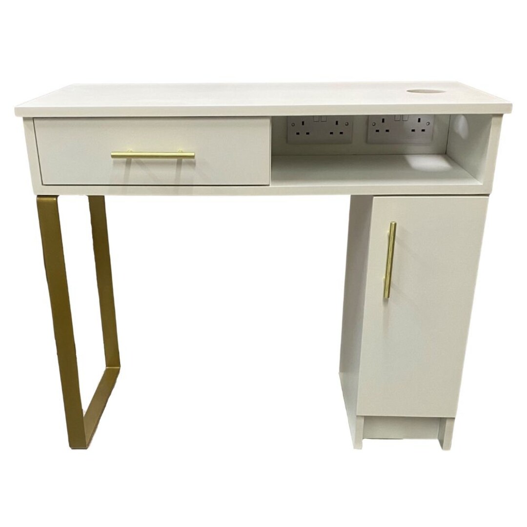 Luxury Manicure Desk With Gold Leg, Internal Plug Sockets Supplied With ...