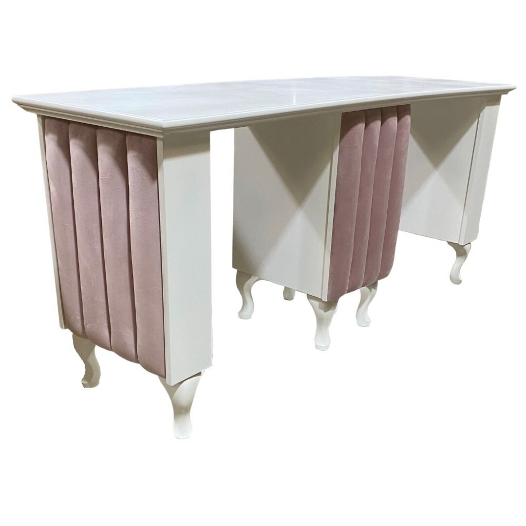 Double Manicure Desk With Fluted Padded Front and Sides - Etsy