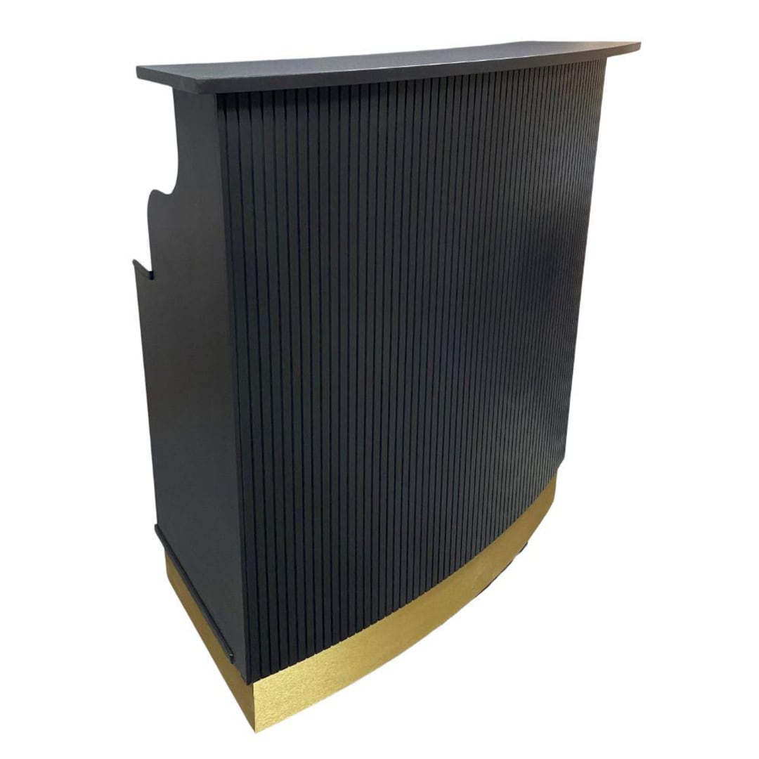 Luxury Curved Reception Desk With Pencil Pleated Front and Gold Trim ...