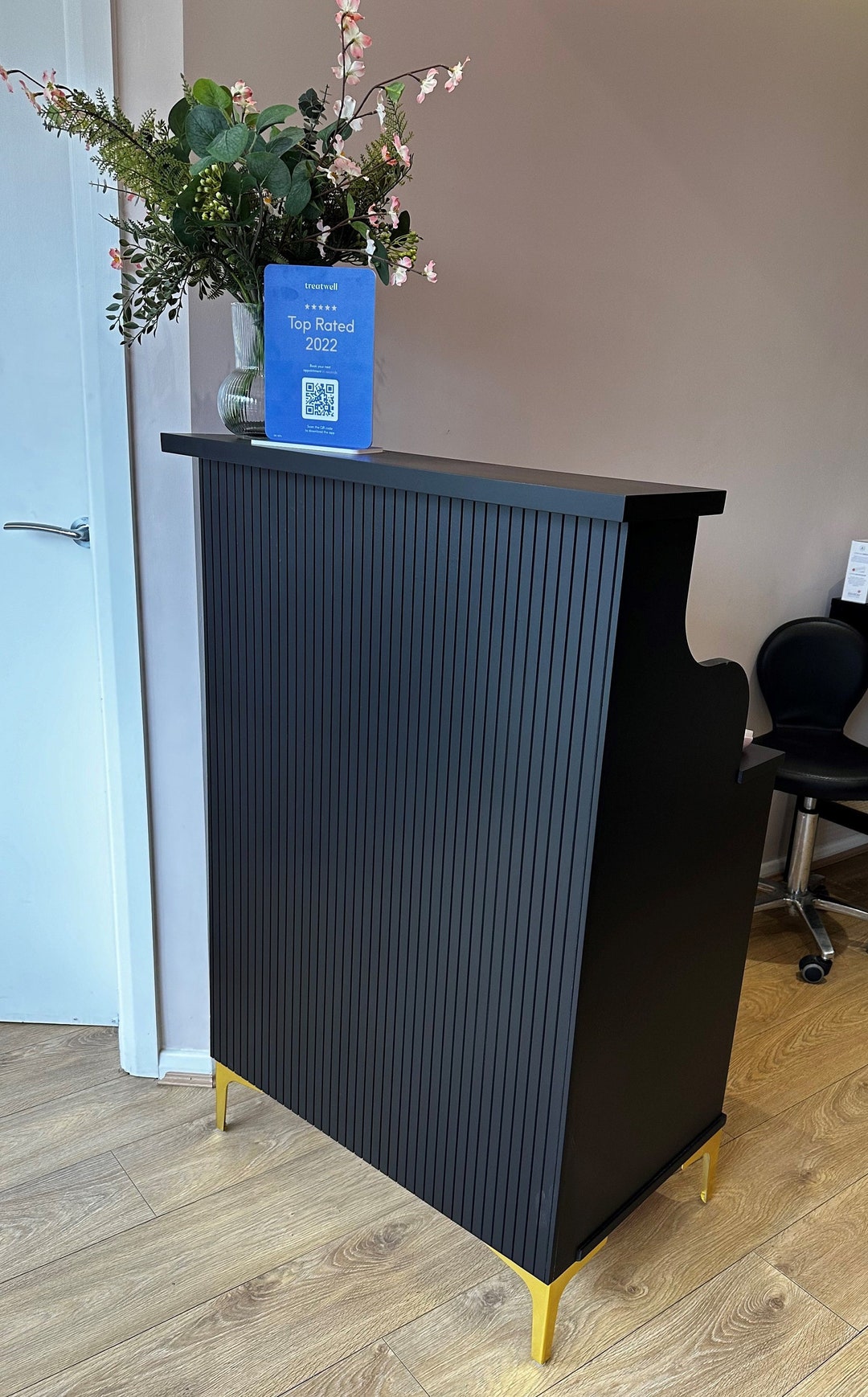 Salon / Retail Reception Desk With Pencil Pleat Front in Black - Other ...