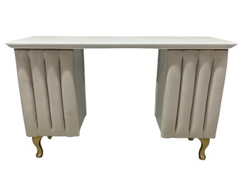 Medium Manicure Desk With Moulded Panel Front Supplied With Glass Top ...
