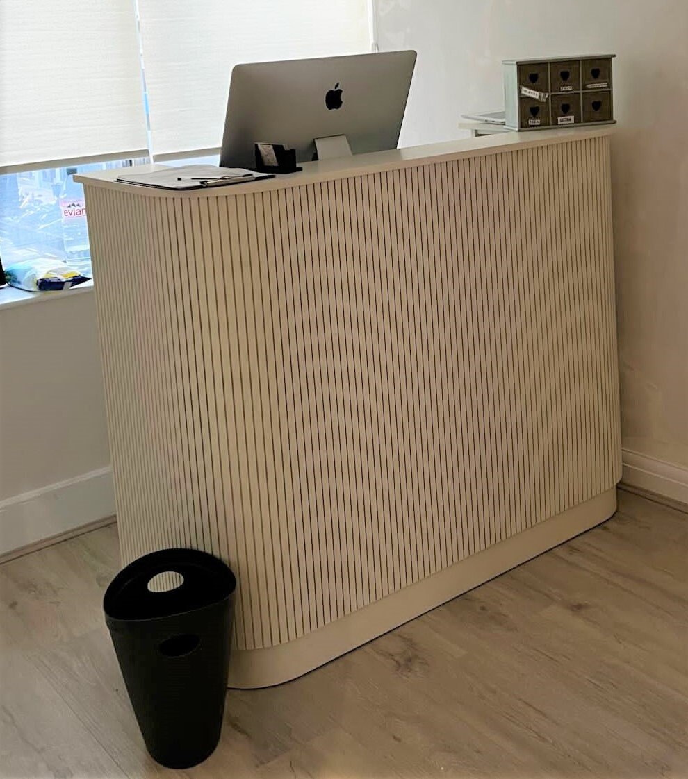 Luxury U Shape Curved Pleated Front Reception Desk for Salon or Retail ...