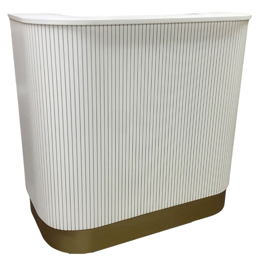 Luxury U Shape Curved Pleated Front Reception Desk With Gold Trim for ...