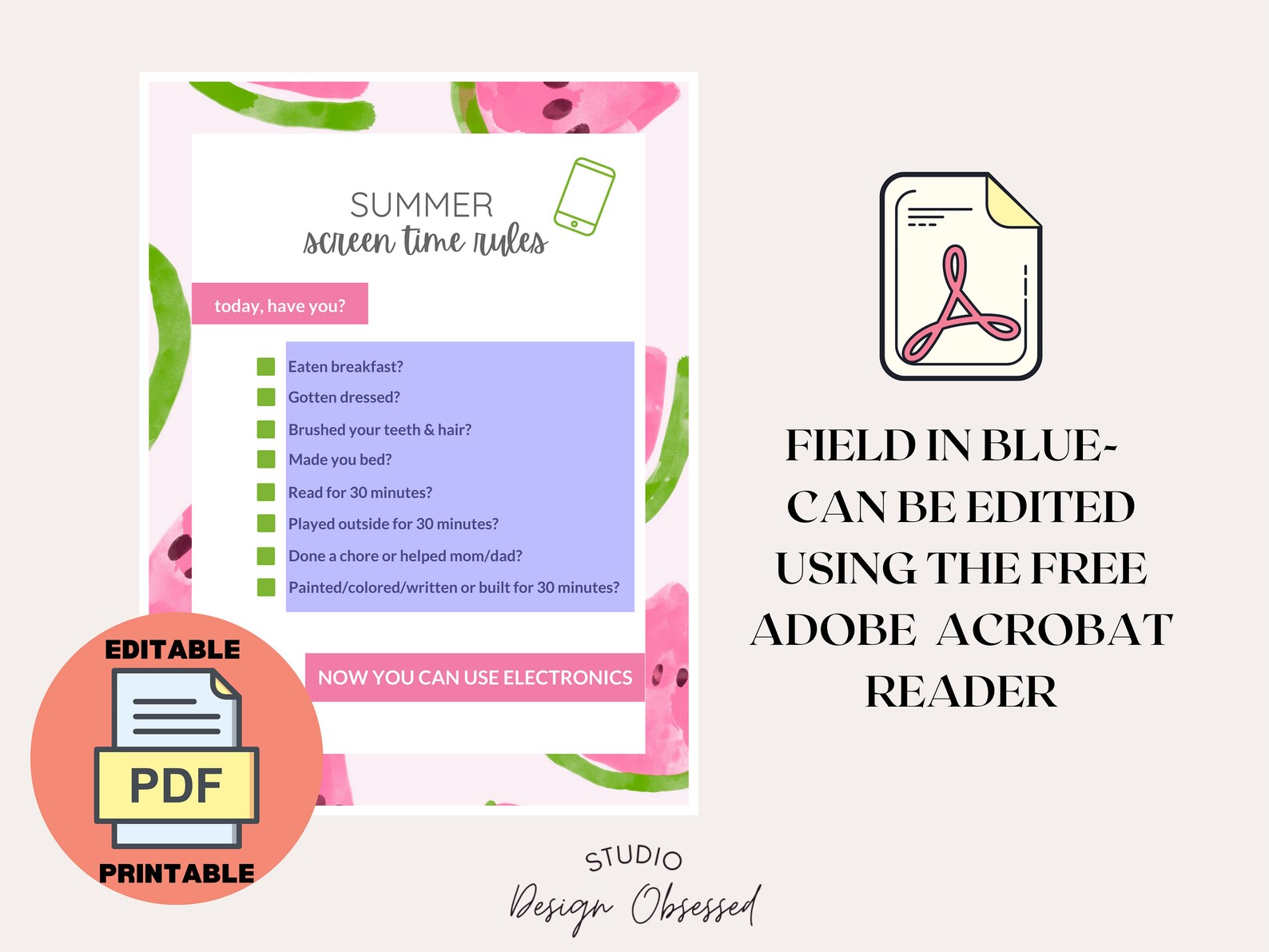 EDITABLE Screen Time Rules Checklist | Summer Printables | Daily ...