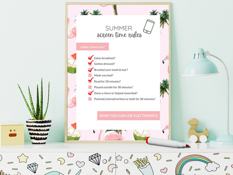 EDITABLE Screen Time Rules Checklist | Summer Printables | Daily ...