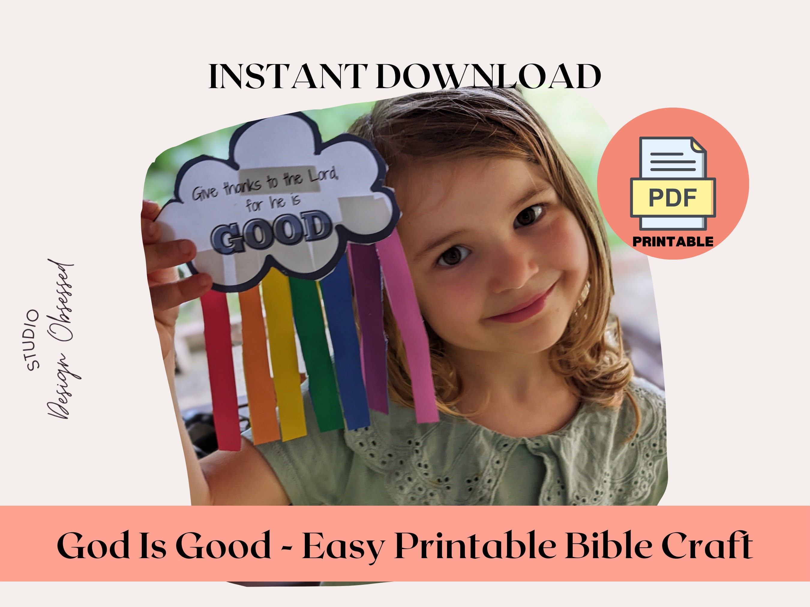 Give Thanks to the Lord Printable Craft for Kids | Gratitude Bible ...