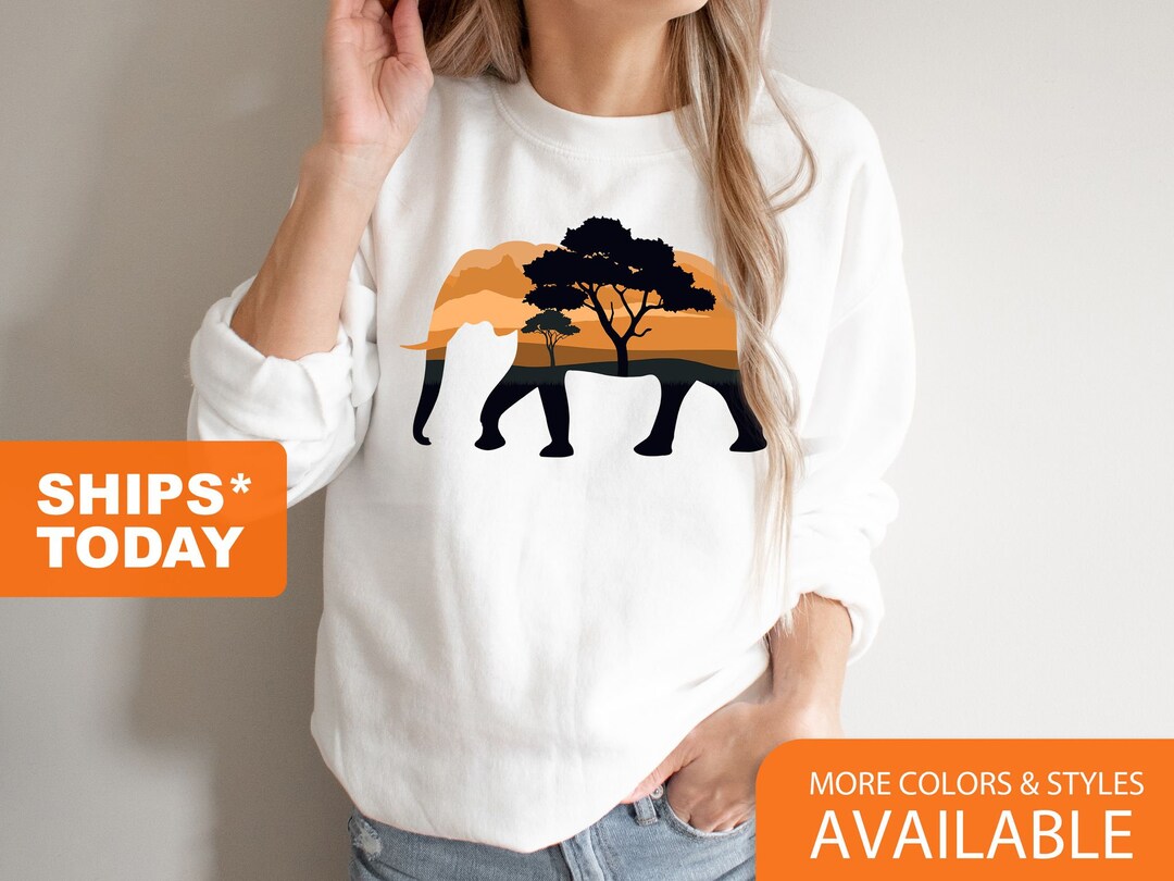 Elephant Sweatshirt Cute Elephant Hoodie Wildlife Sweatshirt Elephant ...