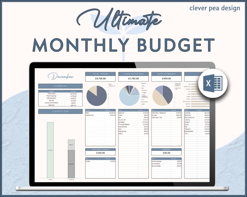 Weekly Planner and Monthly Budget Excel Template Bundle - Etsy