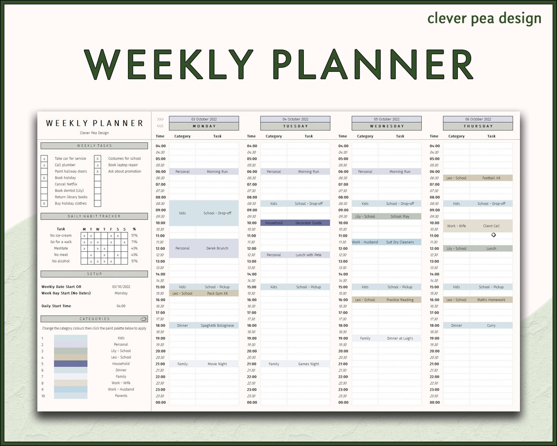 Ultimate Planner Bundle Digital Planners Excel Template Weekly Planner ...