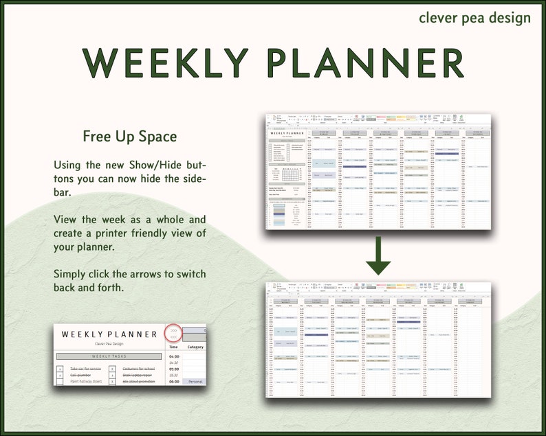 Weekly Planner Excel Template Daily Task Schedule to Do - Etsy