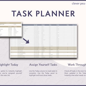 Task Planner Excel Template | Digital Planner | Digital Smart Task List ...
