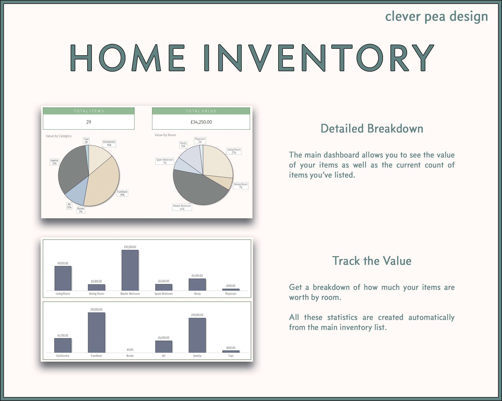 Home Inventory Spreadsheet Excel Template - Etsy
