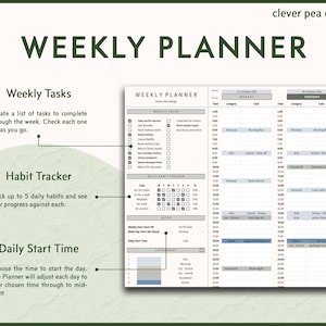 Weekly Planner Google Sheets Template: Task Schedule (digital) - Etsy