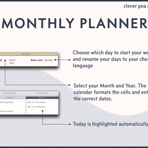 Monthly Planner Google Sheets Template: Task Schedule (digital Download ...