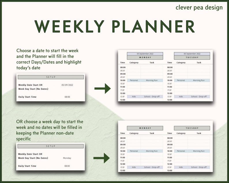 Weekly Planner Excel Template: Customizable Task Schedule (digital ...