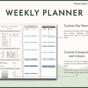 Weekly Planner Google Sheets Template: Task Schedule (digital) - Etsy