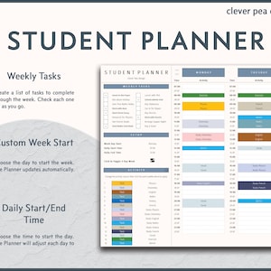 Student Planner Excel Spreadsheet | Assignment Tracker | College ...