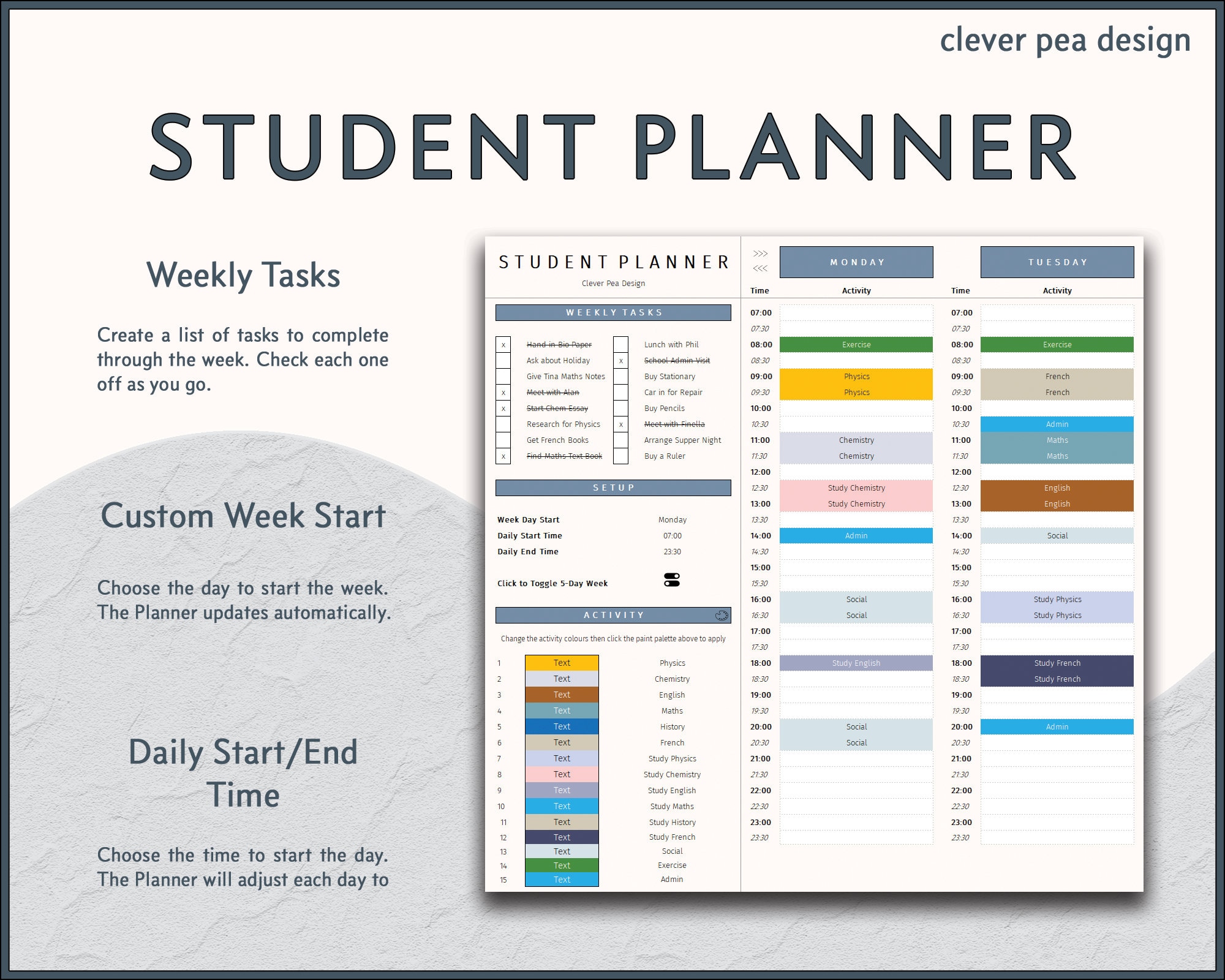 Student Planner Excel Spreadsheet | Assignment Tracker | College ...