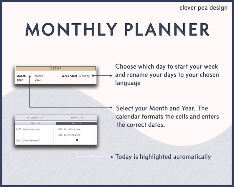 Monthly Planner Excel Template: Customizable Task Schedule (XLSX & PDF ...
