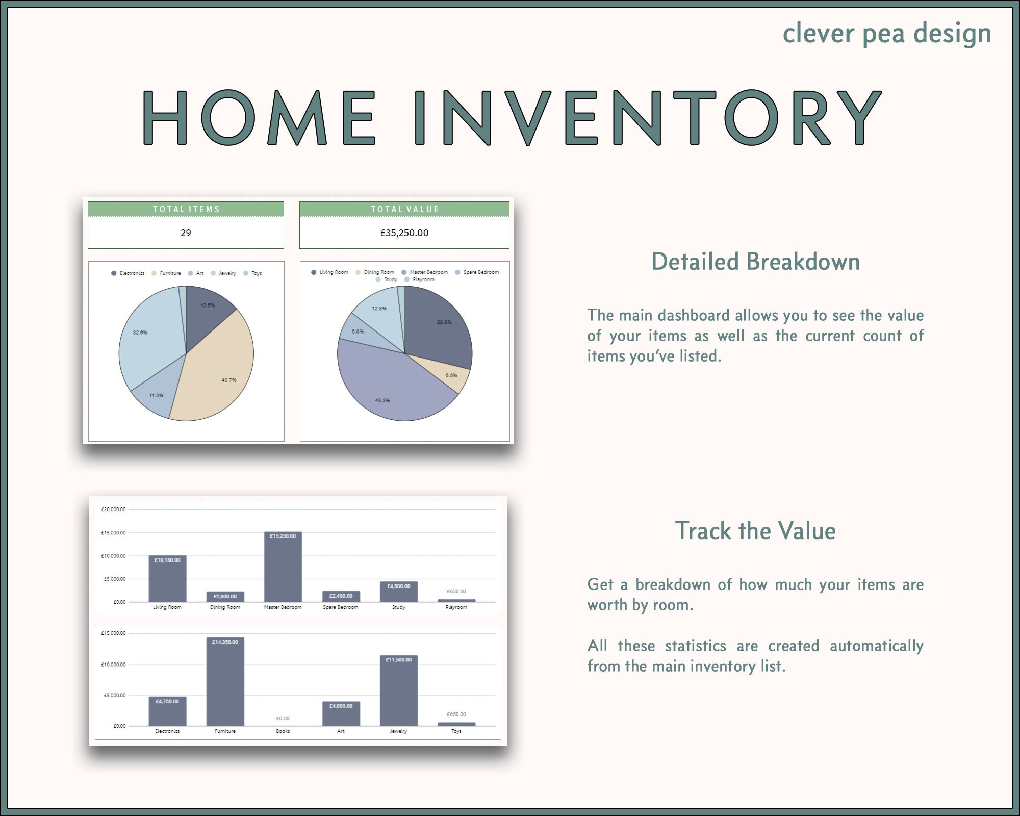 Home Inventory Spreadsheet Google Sheets Template - Etsy