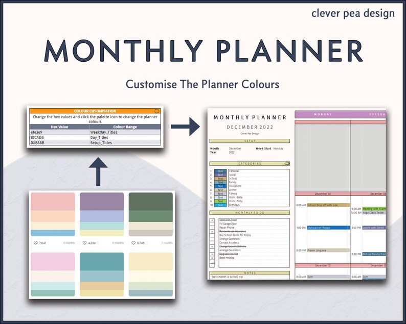 Monthly Planner Google Sheets Template: Task Schedule (digital Download ...