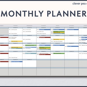 Monthly Planner Google Sheets Template: Task Schedule (digital Download ...