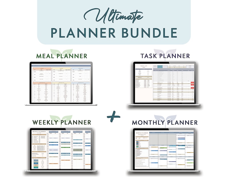 Ultimate Planner Bundle - Digital Planners Excel Template | Weekly ...