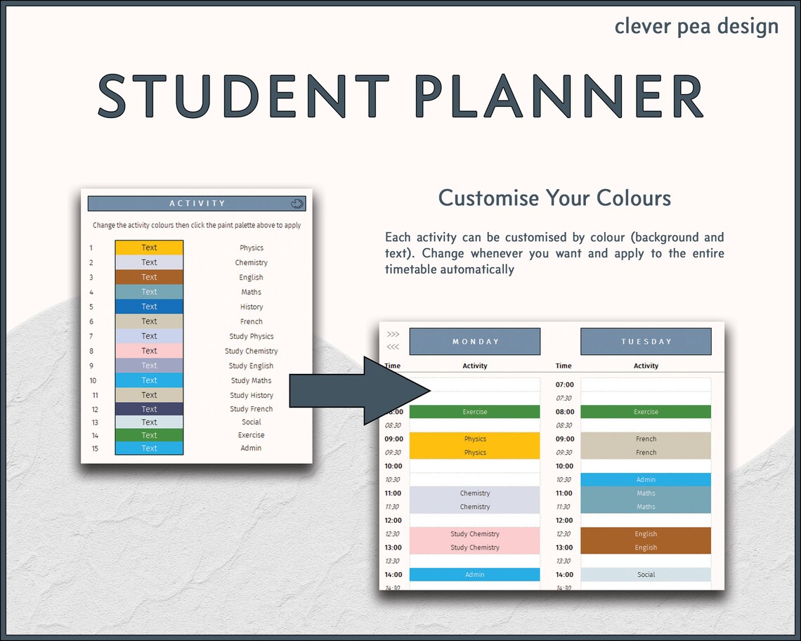 Student Planner Excel Spreadsheet | Assignment Tracker | College ...