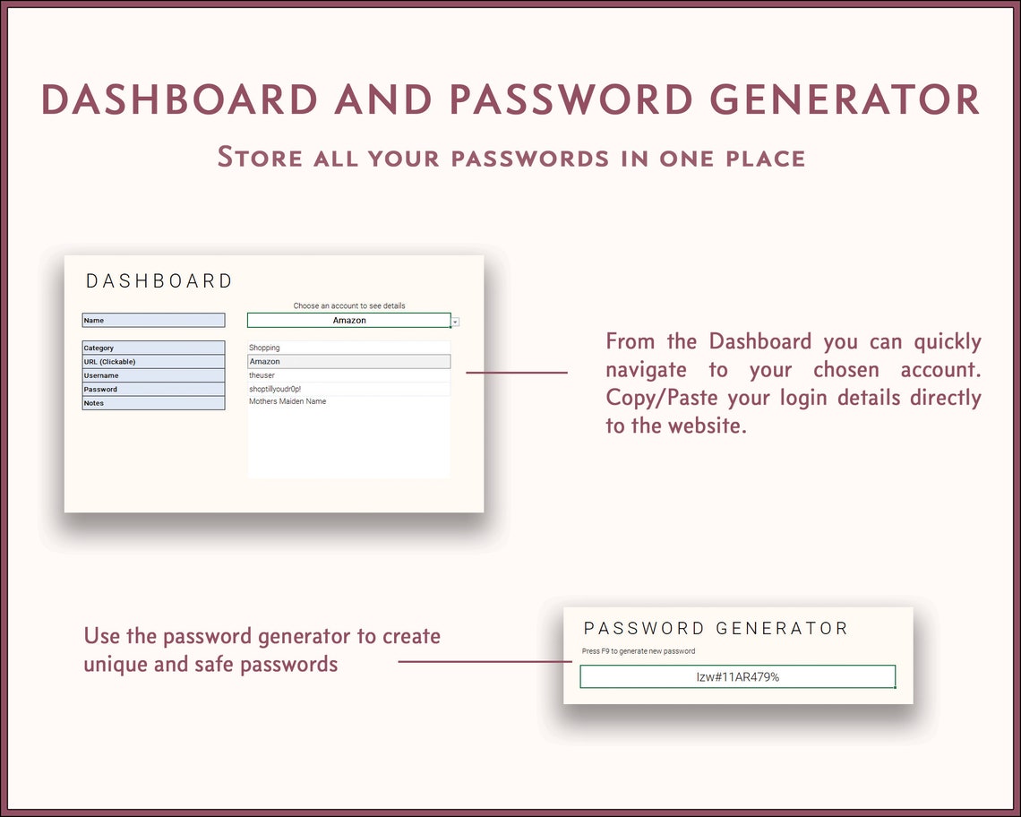 Password Tracker and Manager Google Sheets Template | Password ...