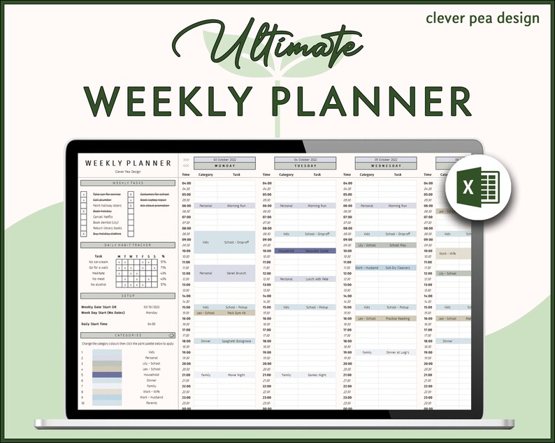 Ultimate Planner Bundle - Digital Planners Excel Template | Weekly ...
