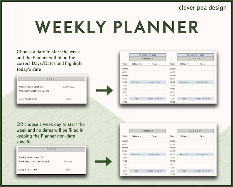Weekly Planner Google Sheets Template: Task Schedule (digital) - Etsy