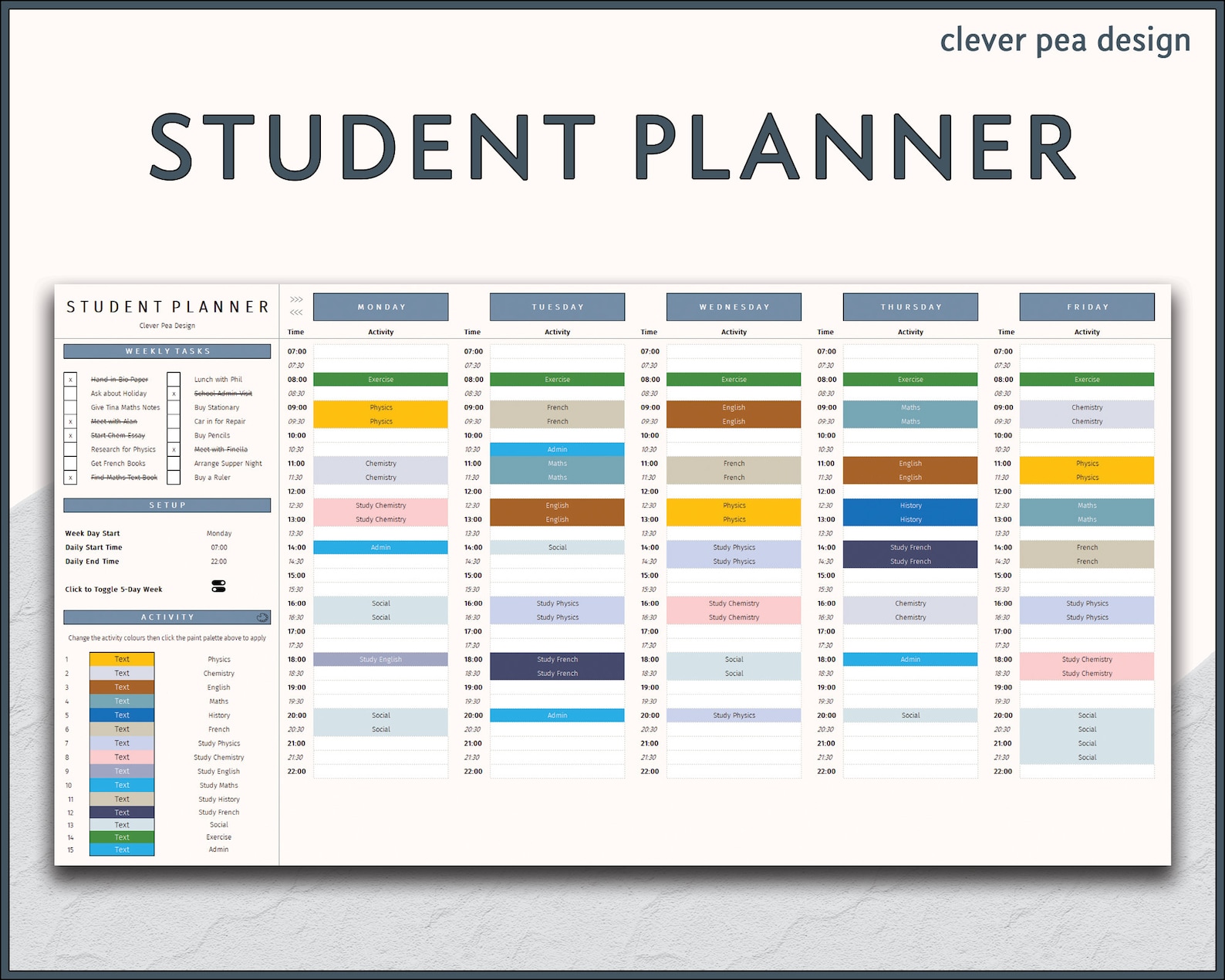 Student Planner Excel Spreadsheet | Assignment Tracker | College ...
