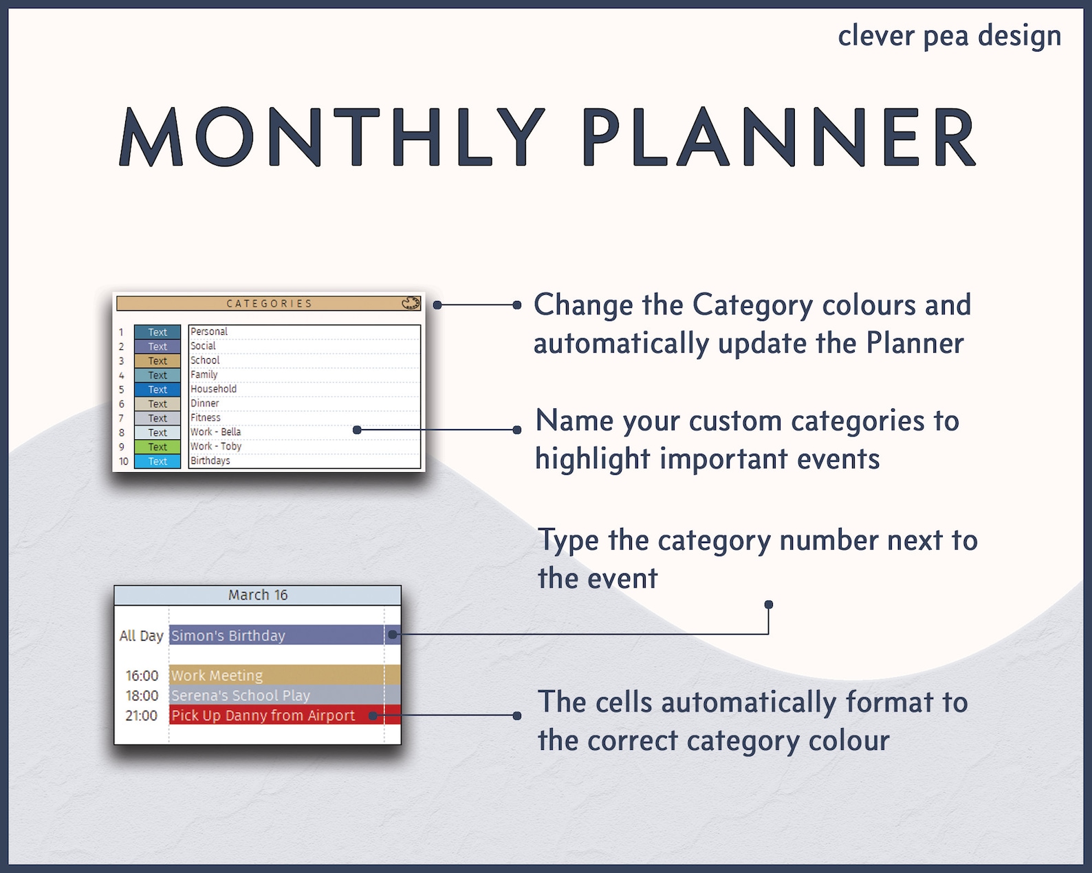 Monthly Planner Excel Template | Task Schedule | to Do List | Excel ...