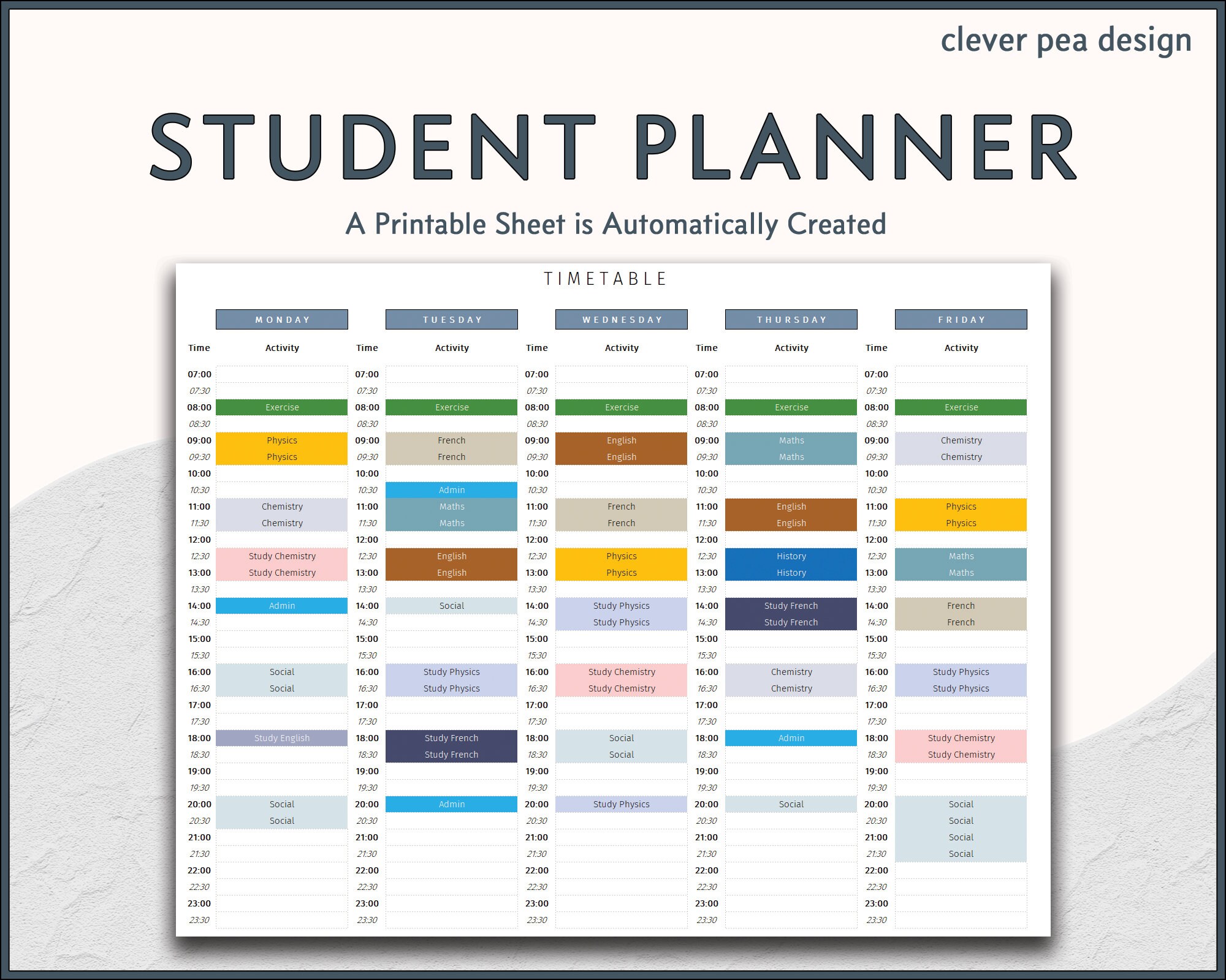 Student Planner Excel Spreadsheet | Assignment Tracker | College ...