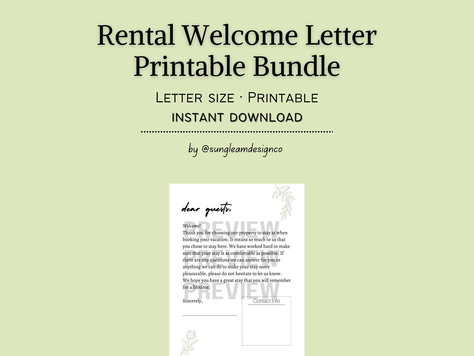Rental Welcome Letter Printable Bundle - Etsy