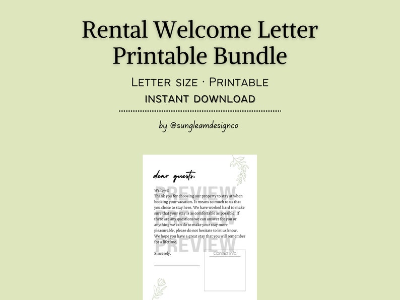 Rental Welcome Letter Printable Bundle - Etsy