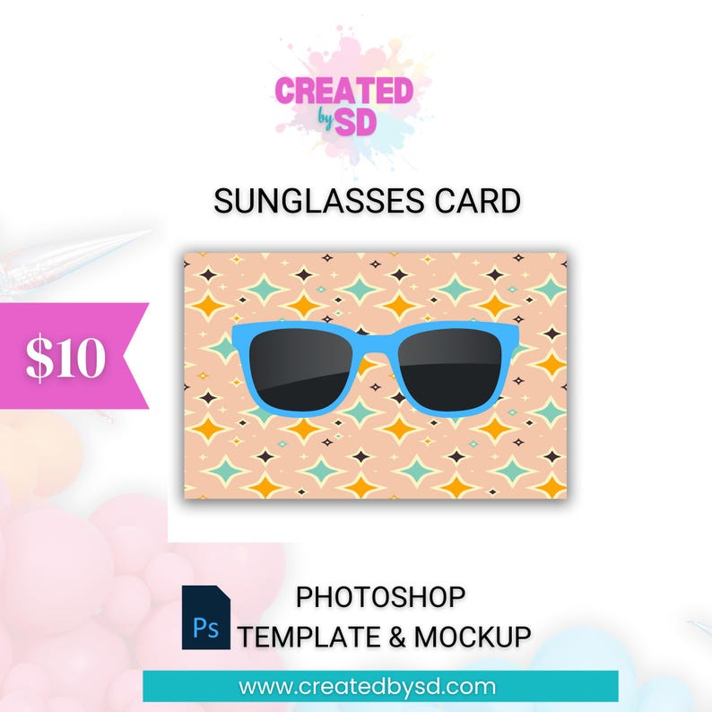 Sunglasses Card Template and PSD Mockup | Kids Glasses Class Party ...