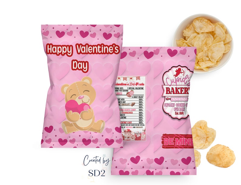 Valentine Bundle Party Favor Template Teddy Bear Chip Bag Caprisun ...