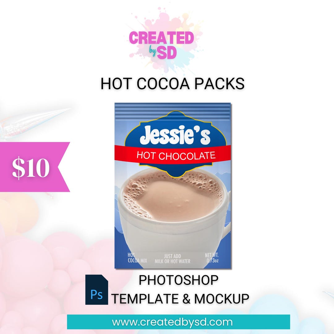 Editable Hot Chocolate Package Template | Photoshop PSD + Mockup | Cozy ...
