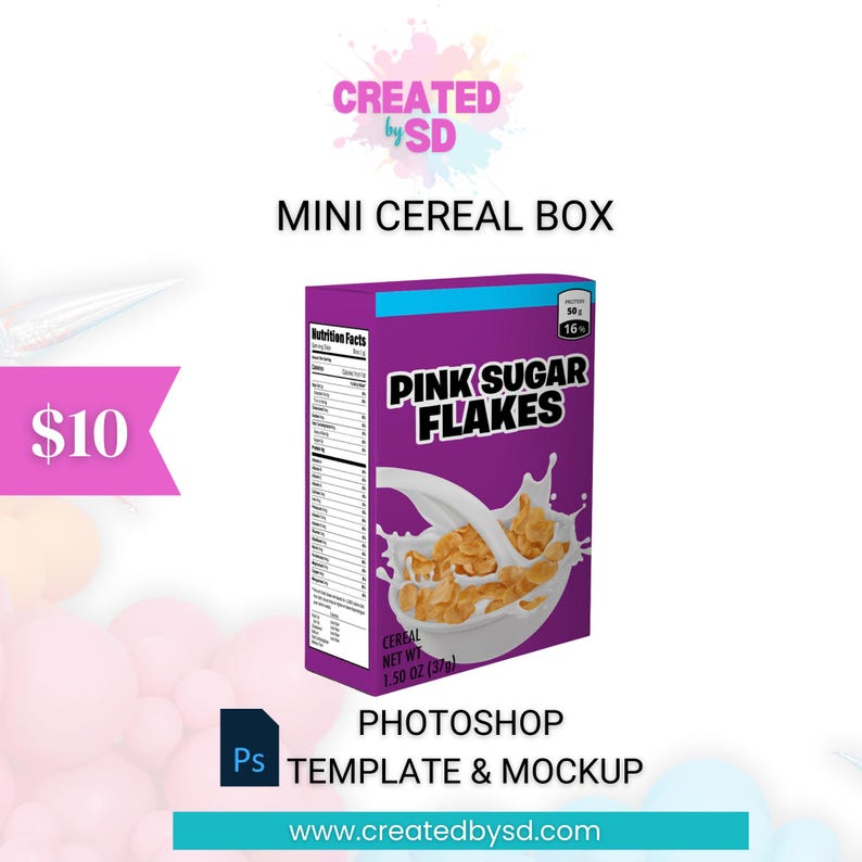 Mini Cereal Box Template and Mockup - Etsy