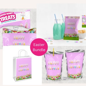 Mega Bundle Easter Bunny Templates Chip Bag Bundle Juice Labels Spring ...