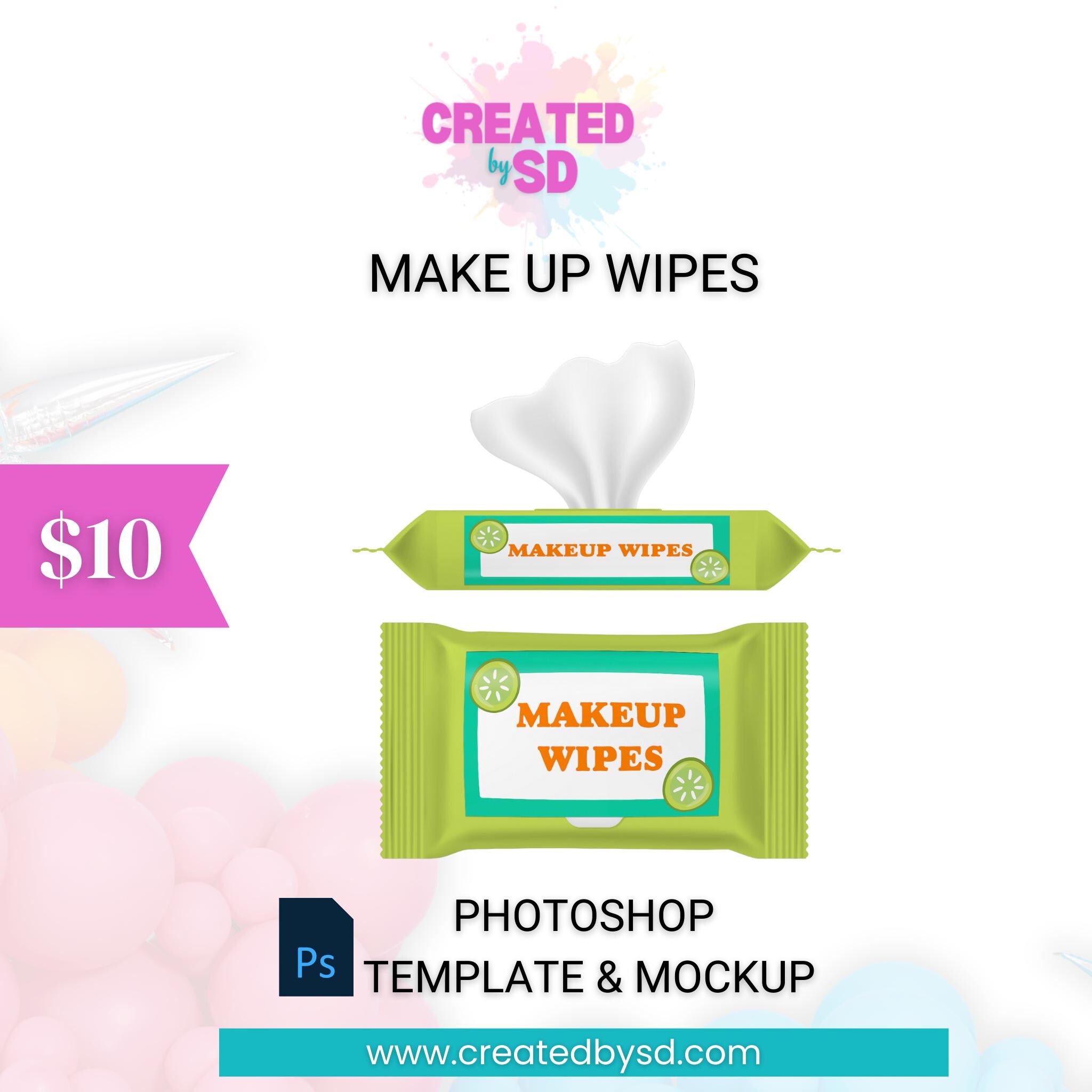 Makeup Wipes Template and Mockup | Disposable Wet Wipes Branding ...