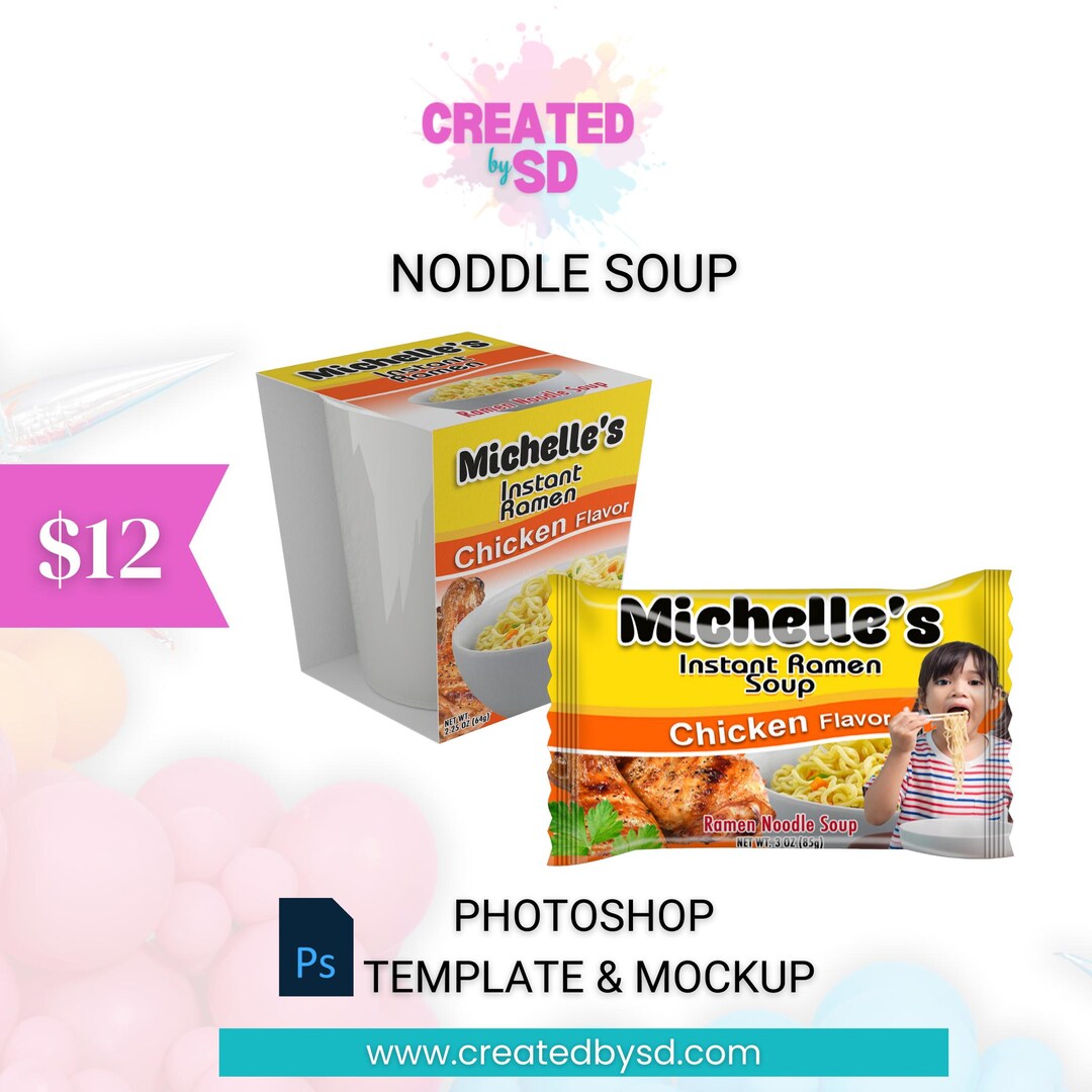Editable Noodle Soup Packaging Template | PSD + Mockup | Soup Label ...