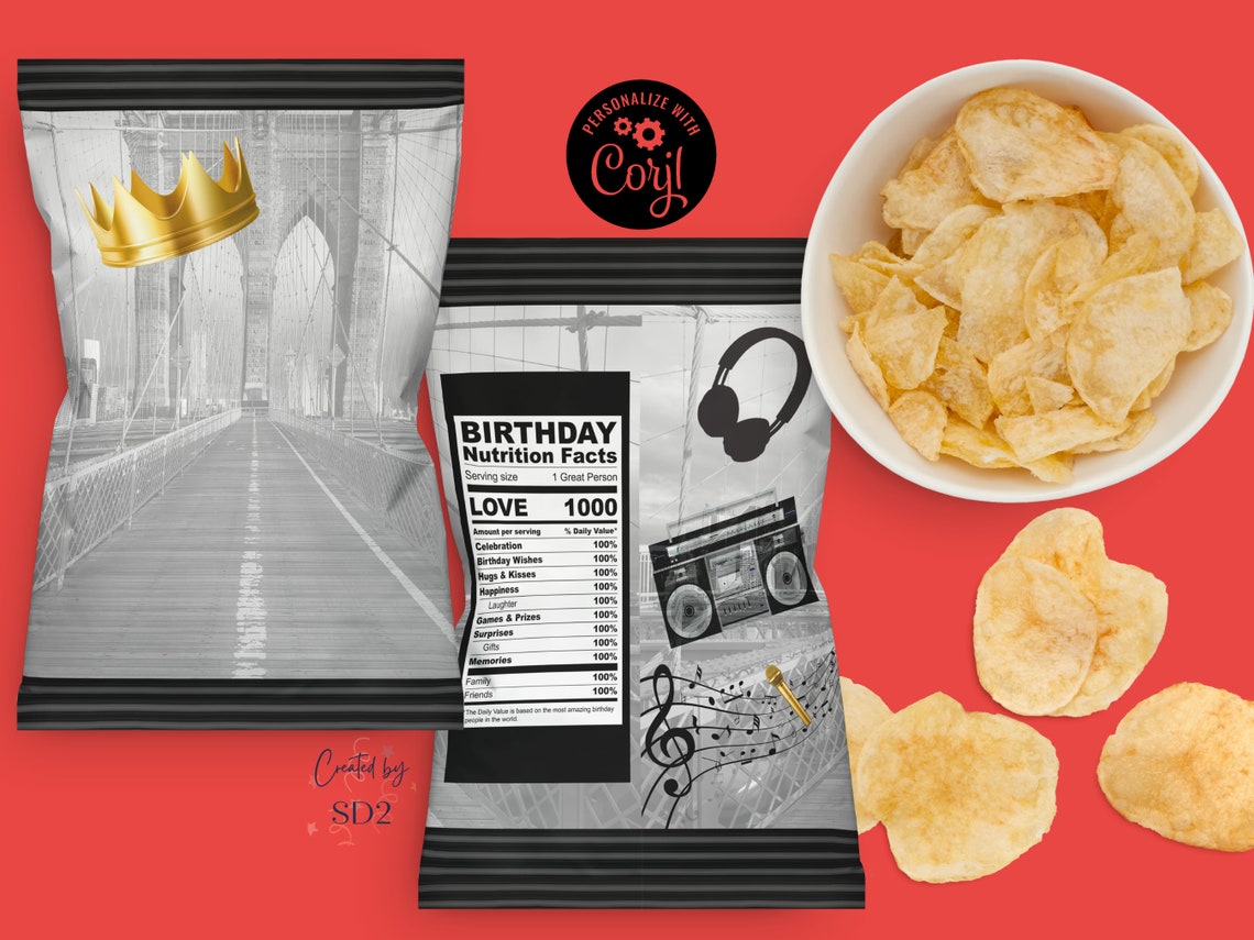 Notorious One Chip Bag Party Favor Template 1st Birthday Party - Etsy