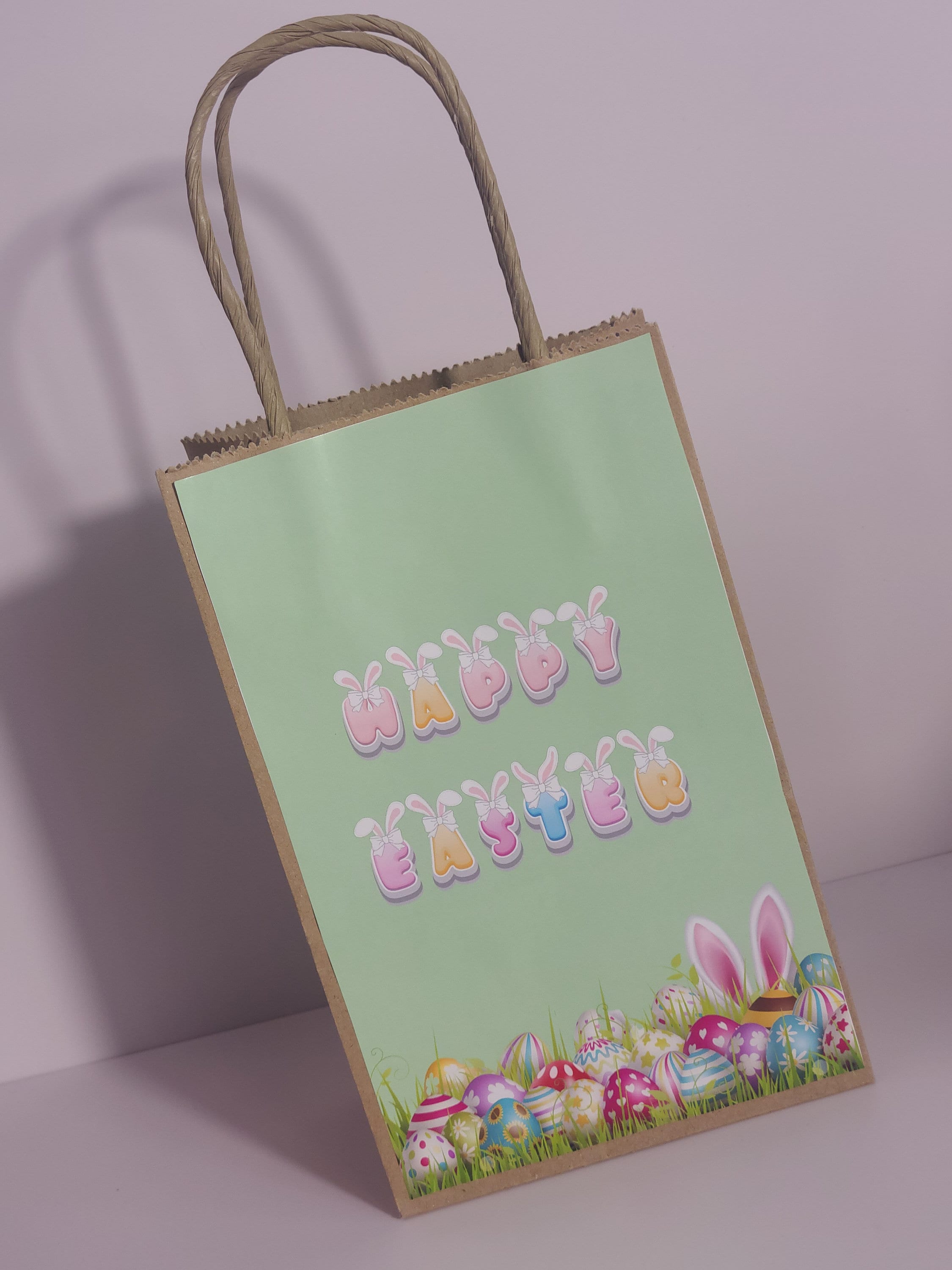 Easter Bag Label Template Green Easter Basket With Some Bunny - Etsy
