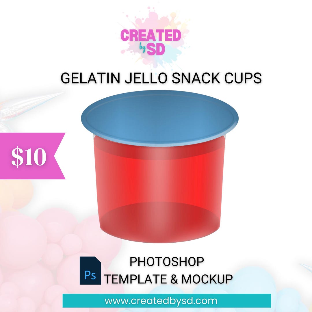 Jello Template | PSD Mockup | Fruit Cup Template | Kids Party Favor ...