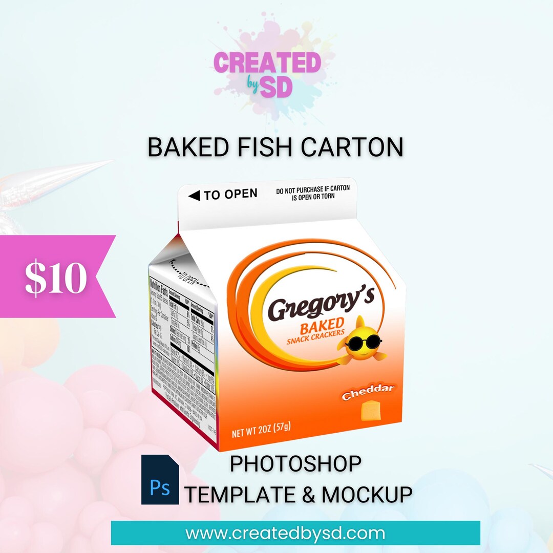 Goldfish Carton Template: Custom Party Favor Labels (photoshop) - Etsy