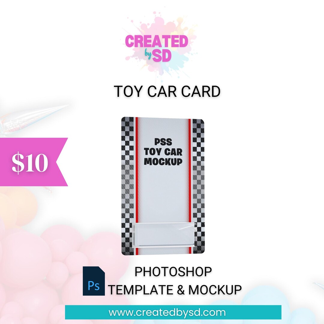 Toy Car Card Template and Mockup - Etsy