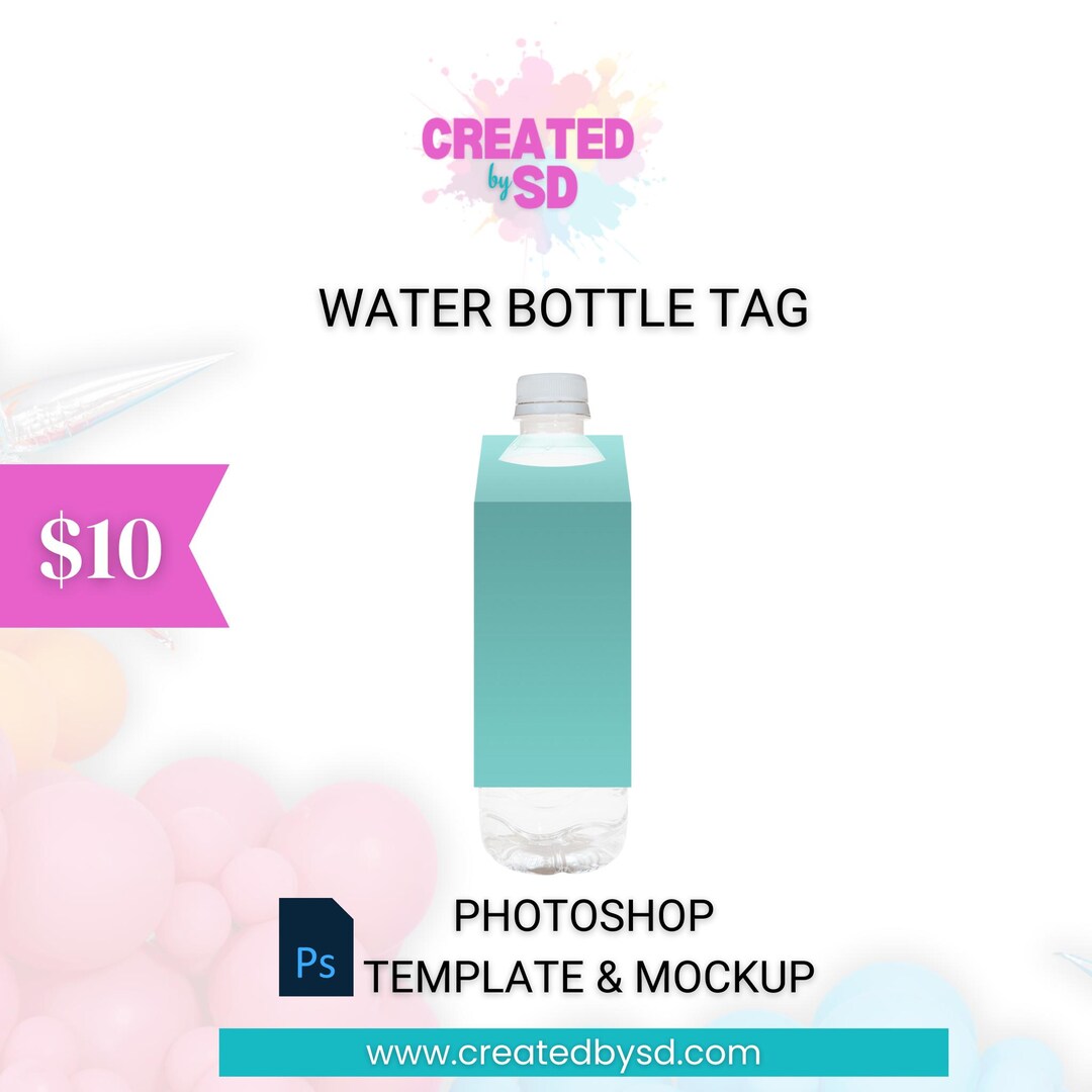Water Bottle Tag Template: PSD Mockup, Printable Labels - Etsy